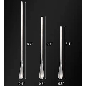 Lomoker Stainless Steel Coffee Stir Spoons, Iced Tea Spoon, Cocktail Stirring Sticks, Round Handle Stirrers, 3 Different Sizes (5'', 6.3'', 8.7''), Set of 6, Silver