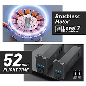 Tucok 193MAX2 Drones with Camera for Adults 4K for Obstacle Avoidance,9800ft Video Long Range Transmission,3-Axis Gimbal+EIS,54Mins Long Flight Time GPS Auto Return Quadcopter with 2 Batteries, Level 7 Wind Resistance