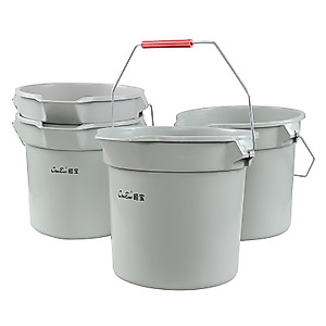 Uumitty 4 Packs 14 Quart Commercial Cleaning Pail, Round Utility Bucket with Handle, Plastic Water Container Cleaning Bucket
