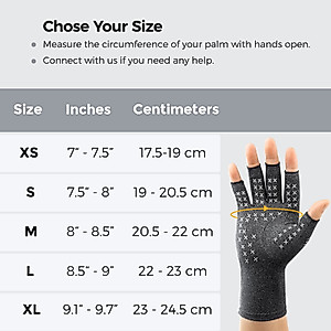 FREETOO Arthritis Gloves for Women for Pain, Strengthen Compression Gloves Grey-Black