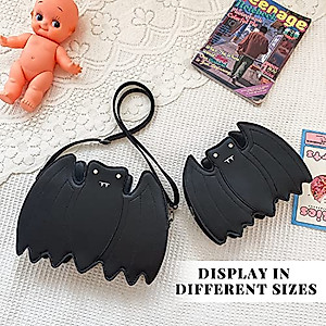 KUANG! Novelty Bat Little Devil Shaped Tote Shoulder Bag Kids Purse Halloween Fashion Dark Punk Style Handbags for Party