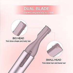 TOUCHBeauty Facial Hair Trimmer Eyebrow Shaper Wet & Dry Hair Removal for Face Legs Battery Powered Upgraded(Rose Gold)