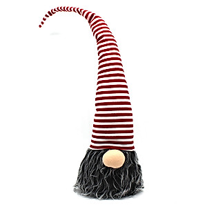 CVHOMEDECO. Handmade Swedish Gnome Plush Figurines Swedish Tomte for Home Décor, Winter Ornaments, Christmas and Holiday Party Decorations, 26 Inches, Stripe Hat