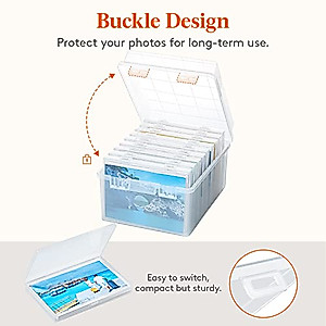 Lifewit Photo Storage Box 5x7 Photo Case, 9 Inner Photo Keeper, Clear Photo Boxes Storage, Seed Organizer Craft Storage Box for Cards Pictures Stamps Office Supplies with 1 Sheet Label Sticker