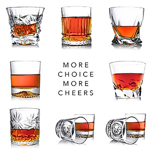 Amesser Whiskey Rocks Glasses Old Fashioned - 9 Ounce Gift Set of 2, Handblown Crystal Whisky Tumbler for Bourbon, Lagavulin scotch, Liquor, Irish, Vodka, Cognac, Loop, Clear (HW-S004)