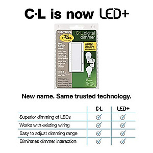 Lutron Maestro LED+ Dimmer for Dimmable LED, Halogen and Incandesent Bulbs | Single-Pole or Multi-Location | MACL-153M-WH | White