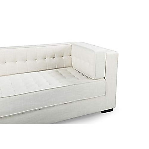 Iconic Home Lorenzo Right Facing Sectional Sofa L Shape Linen-Textured Upholstered Tufted Shelter Arm Design Espresso Finished Wood Legs Modern Transitional, Ecru