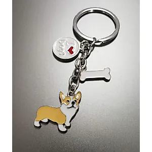 BECHANMIG Keychains,Lovely Dog Key-ring Portable Metal Keychain Keyring Key Decor Car Keyring Tag (Yellow Corgi)