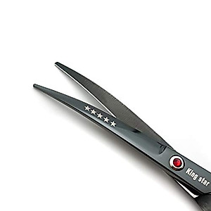 7.0in Titanium Black Professional Pet Grooming Scissors Set,Straight & Thinning & Curved Scissors 4pcs Set for Dog Grooming,(Black)