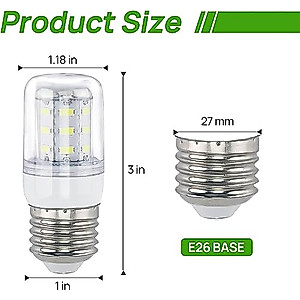 BOGDA Refrigerator Light Bulb KEI D34L Refrigerator Bulb LED Light Bulb Replacement Fit for Frigidaire Kenmore-2 Packs (3.5W 85V-265V E27 5000K White Light)