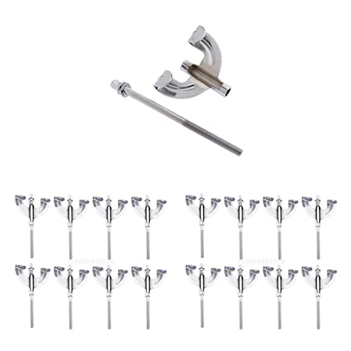 LoveinDIY 16x Durable Bass Drum Claws Hook W/Tension Rods Mount Replacement Chrome