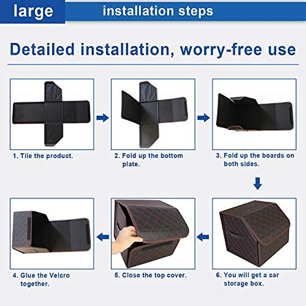 Yafeco Multipurpose collapsible Car Trunk Storage Organizer with Lid - Portable Car Storage Box Bin SUV Van Cargo Carrier Caddy for Shopping Camping Picnic Home Garage