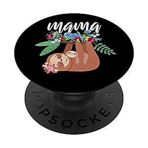 Flowers Mom & Baby Sloth Mama Animal Mother's Day Mommy kids PopSockets Swappable PopGrip