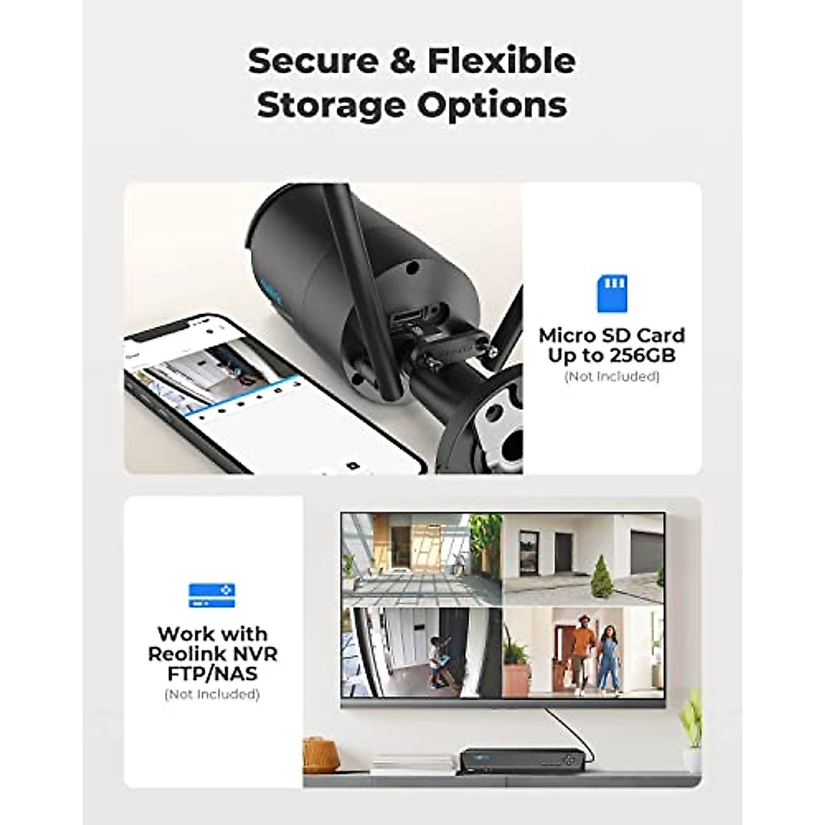 REOLINK Plug-in WiFi Outdoor Security Cameras, 4MP Wired Wi-Fi Camera for Home Security, Smart Person/Vehicle Detection Alert, HD Night Vision, IP66 Waterproof, Works with Google Assistant, RLC-410W