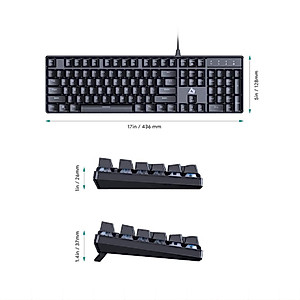 Mechanical Gaming Keyboard with Clicky Blue Switches & LED Backlight, 104-Key Anti-Ghosting Wired Mechanical Keyboard with Macro Recording & Ergonomic Design for PC and Laptop KM-G16