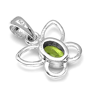 Silvershake Natural Peridot 925 Sterling Silver Butterfly Solitaire Pendant with 18 Inch Chain Necklace