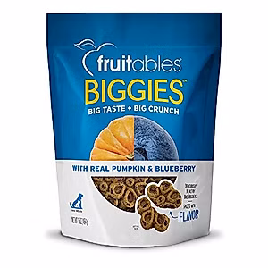 Fruitables Biggies Dog Biscuits – Crunchy Dog Biscuits Made with Pumpkin – Healthy Dog Treats Packed with – Free of Wheat, Corn and Soy – Pumpkin & Blueberry – 16 Ounces