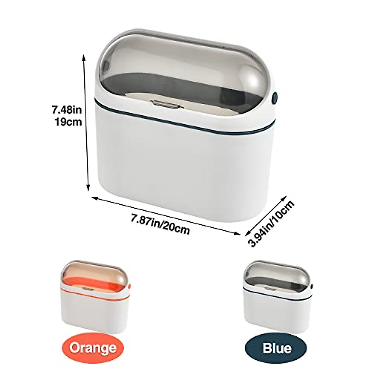 Benshukam Mini Trash Can with Lid, Mini Waste Basket for Desktop, Small Office Countertop Garbage Can, Mountable Tiny Wastebasket for RV, Dorm, Freezer, Laundry and More (Blue)