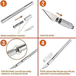 230 PCS Hobby Craft Knife Kit,215 PCS Precision Carving Blades with 2 PCS Craft Knife, Utility Knife with 11 PCS Art Blades, Scrapbooking Stencil for DIY Art Working Cutting