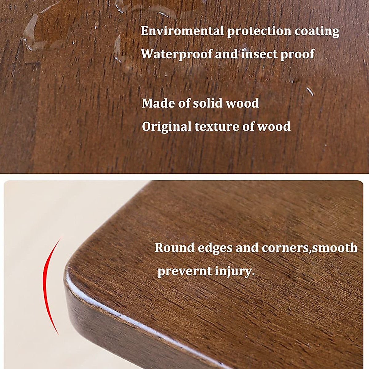 GOLDEN SUN Wooden Step Stool Small 10 Inch Square Foot Stool Plant Stand Detachable 4 Legs Vanity Stool Bench Brown Squarestool-brown262626 10 x 10 x 10 inch