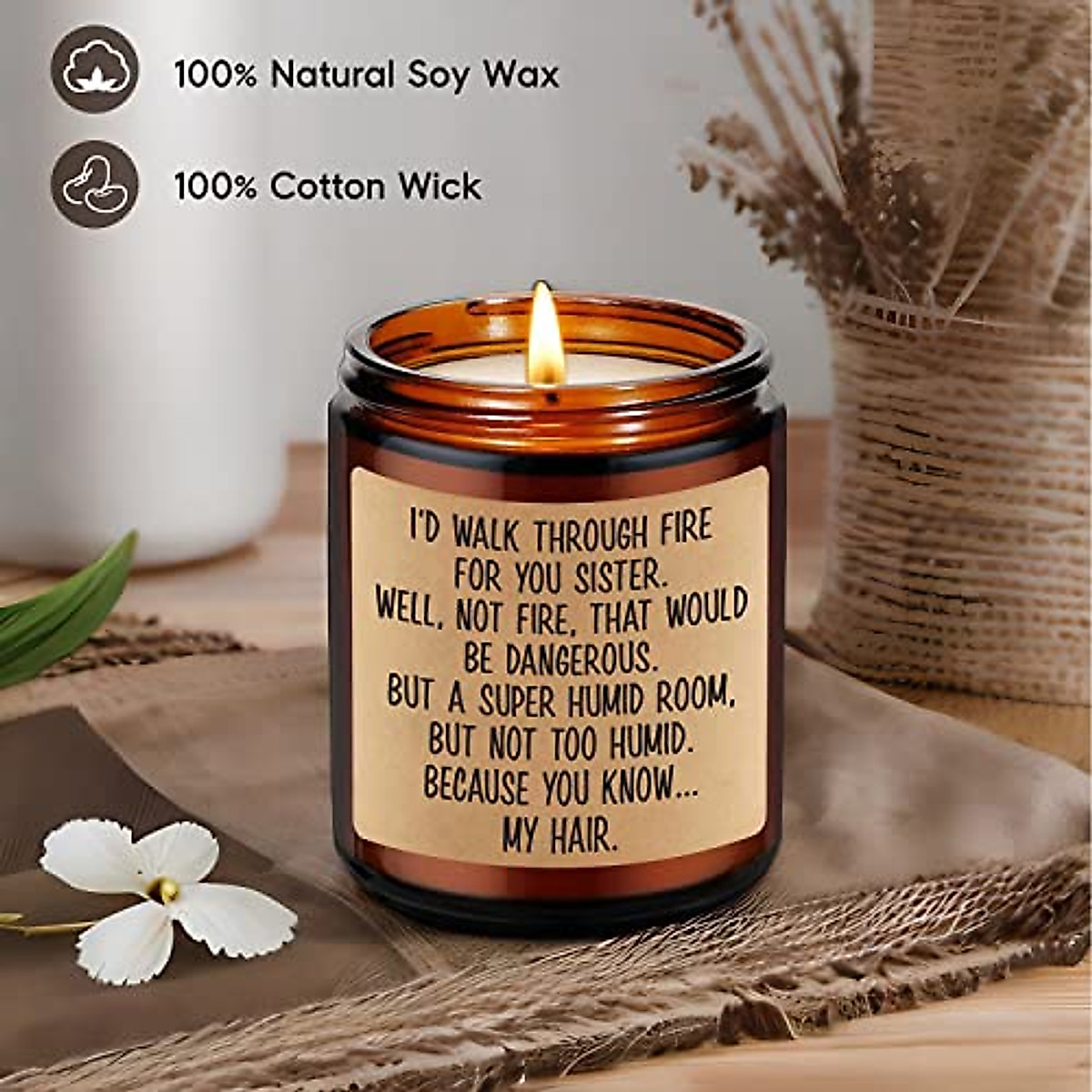 LEADO Scented Candles - Like a Sister Gifts for Women - Sister Gifts from Sister, Brother - Funny Mothers Day, Birthday Gifts for Sister, Little, Big Sister Gifts - Soul Sister, Best Sister Gifts