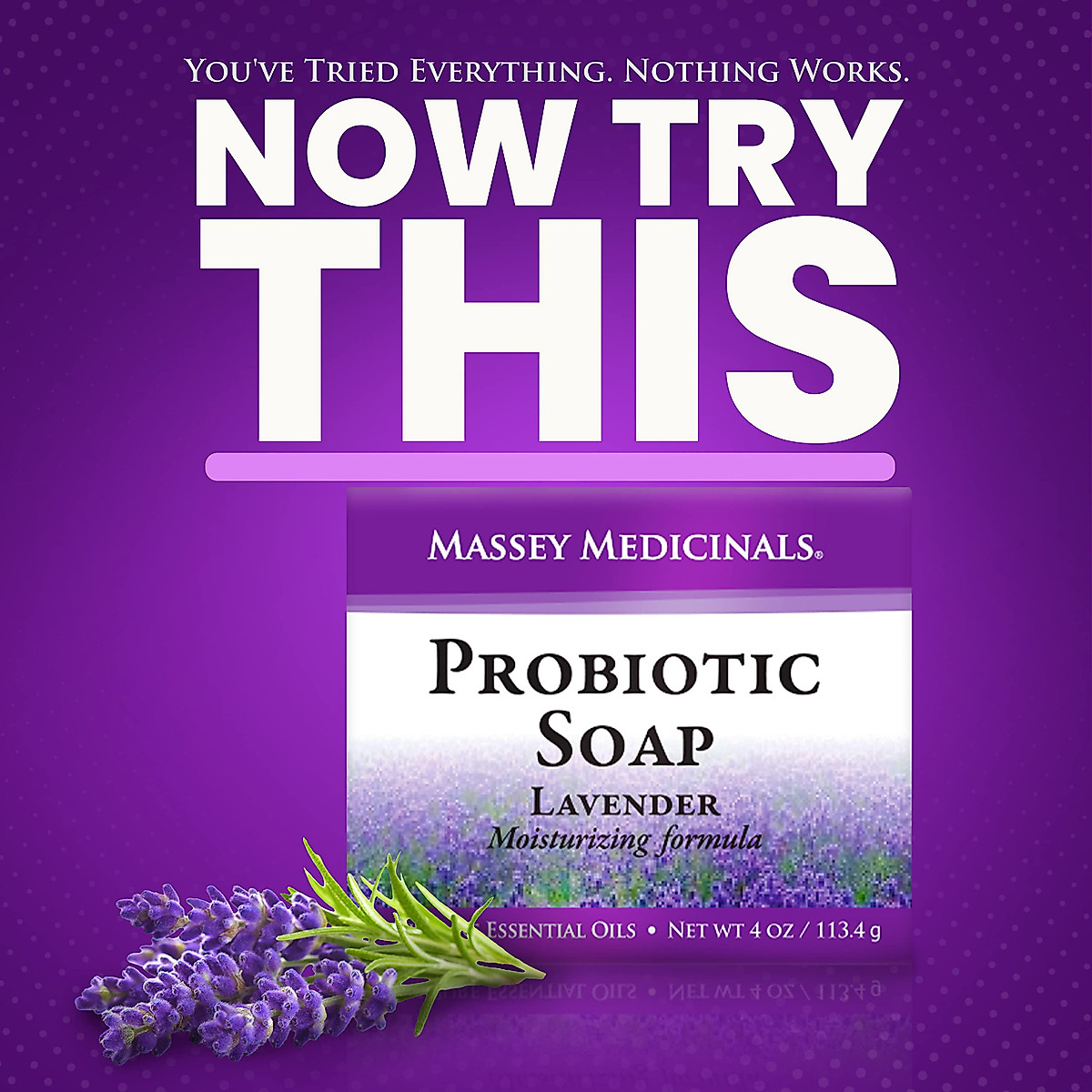 Candida Freedom Massey's Lavender Bliss Probiotic Soap Bar - Ideal Gift for a Spa-Like Experience - Perfect for Men & Women - Elevate Your Daily Wash with this Invigorating 4oz Bar