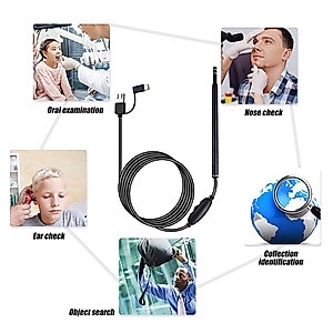3 in 1 Otoscope iPhone，Endoscope Camera Otoscope Ear Nose Mouth,for Android Devices, Windows & Mac