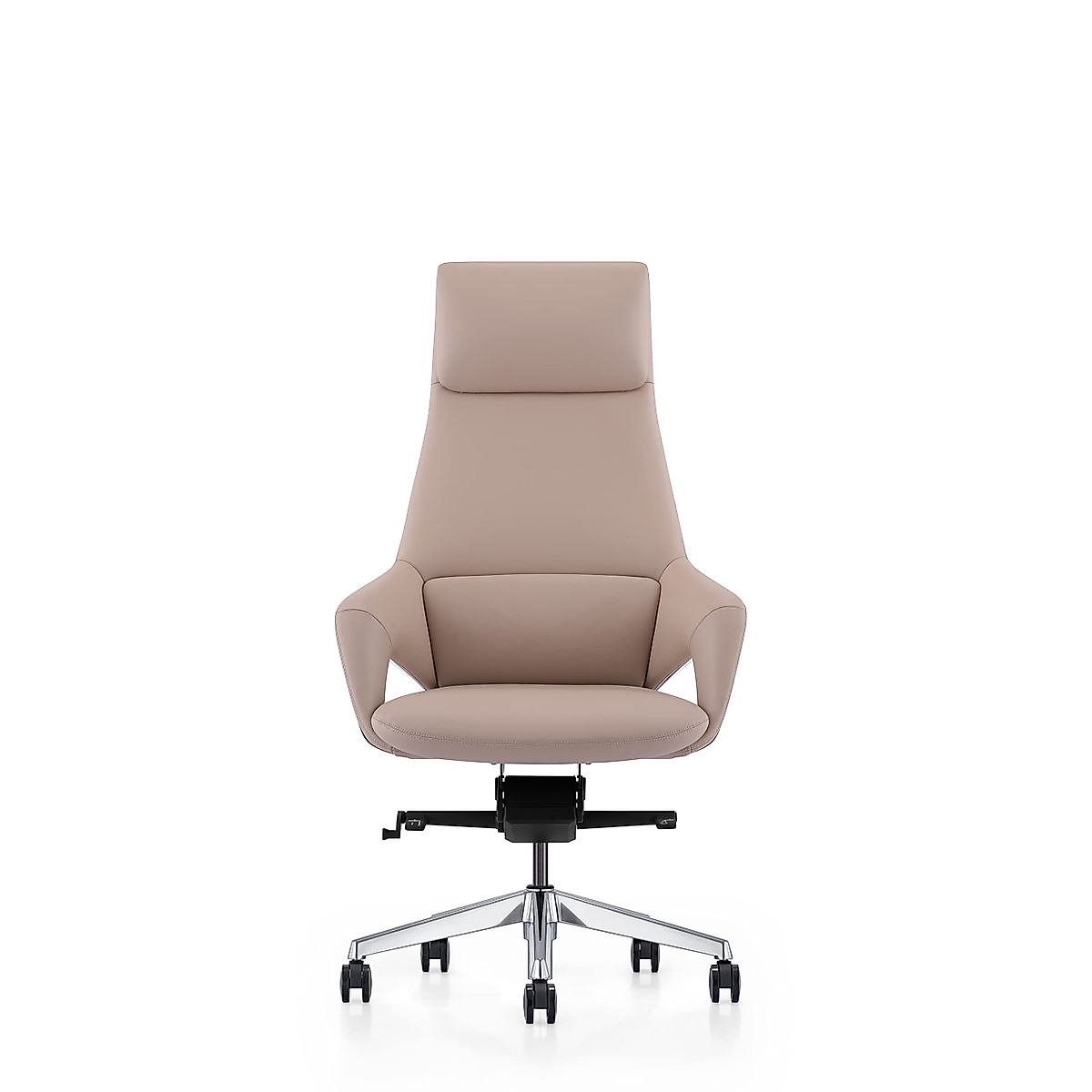 Limari Home Melrost Collection Modern High Back Adjustable Leather Executive Office Chair, Beige, Silver