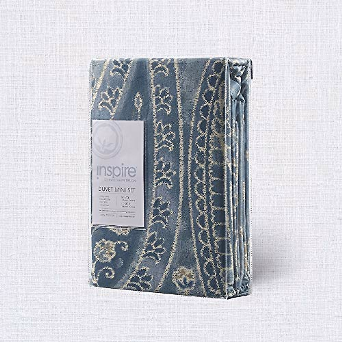 Inspire by Intelligent Design Reversible 100% Cotton Sateen Duvet - Breathable Comforter Cover, Modern All Season Bedding Set (Insert Excluded), Belcourt, Paisley Blue King/Cal King(104" x 90")
