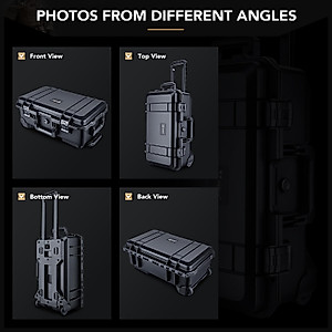 Lykus HC-5120 Waterproof Hard Case with Wheels and Customizable Foam, Interior Size 20.3x11.3x7.3 inch, Suitable for camera, lens, drone, mic, flashlight, projector, electronics, tools, and more