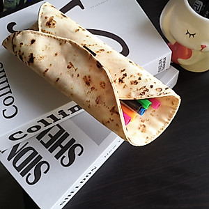WONIU Creative Burrito Tortilla Pen Pencil Case, Funny Stationery Pen Pencil Pouch Holder Makeup Roll Up Case Bag for Makeup brush, art brush, paintbrush, pencil, pen