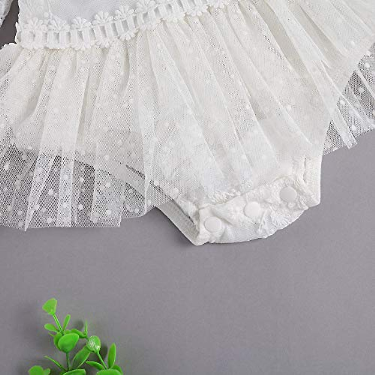 Kayotuas Newborn Infant Baby Girls Butterfly Sleeve Romper Clothes Ruffle Lace Bodysuit Tutu Dress Jumpsuit Princess Outfit (White Long-Sleeve #2, 0-6 Months)