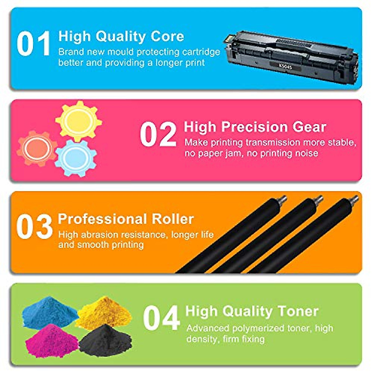 SHOP AT 247 247T-SA-504S-00-CLT504SSet-80 Compatible Toner Cartridge Replacement for Samsung CLT-K504S,CLT-C504S,CLT-Y504S,CLT-M504S for Xpress SL-C1810W,C1860FW,CLX-4195FN,4195FW,CLP-415NW, Black, Cyan, Yellow, Magenta