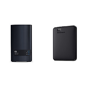 Western Digital My Cloud EX2 Ultra 8TB Network Attached Storage and 2TB Portable External Hard Drive Bundle