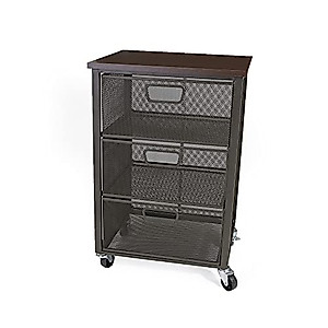 Mind Reader Rolling Storage Cart with 3 Drawers, File Storage Cart, Utility Cart, Office Cart Drawer Storage, Bathroom Storage