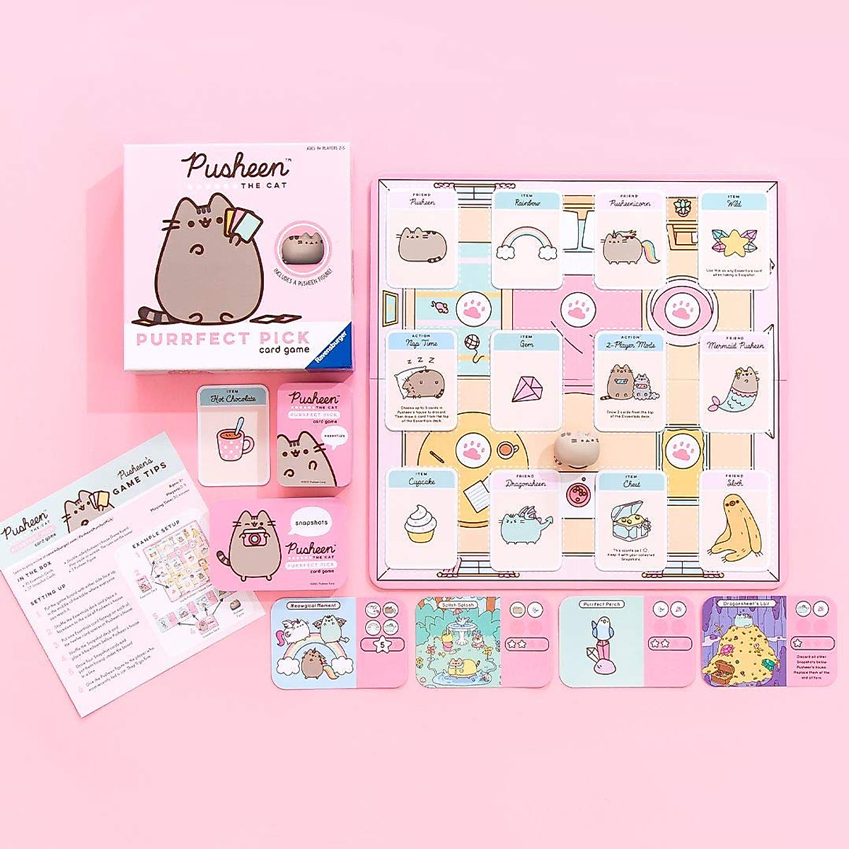 Ravensburger Pusheen Purrfect Pick Game - Fun Family Activity | Ideal for Cat Lovers and Pusheen Fans | Engaging Gameplay | Suitable for Ages 8 and Up | Pink Edition