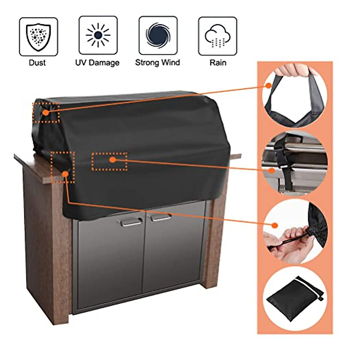 37 inch Grill Hood Cover Island BBQ Built-in Grill Top Cover Oslimea Heavy Duty Waterproof Barbecue Gas Grill Cover Island Grill Head Cover, Fits Most Grills