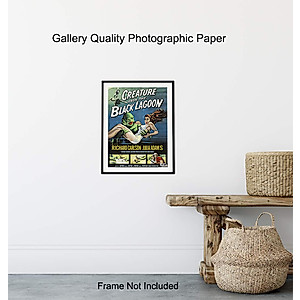Creature From the Black Lagoon - 8x10 Vintage Hollywood Horror Movie Poster Wall Art Print - Creepy Classic Scary Movie Home Decor Picture for Man Cave, Boys Bedroom, Teens Room - Gift for Men