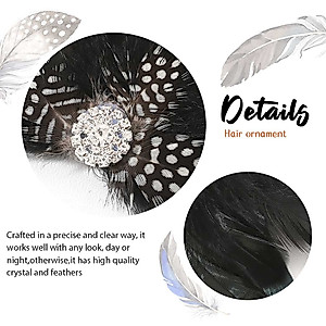 GENBREE Flapper Headpiece Black Feather Hair Clip Rhinestone 1920s Feather Headbands Prom Party Head Accessories for Women and Girls (Style 1)