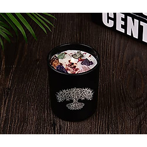 Scented Candle with Crystal and Flowers Soy Candle Tree of Life Engraved Aromatherapy Candle for Meditation