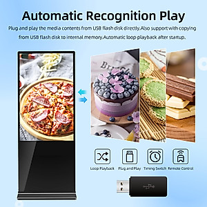 QIXZOCV 54 Inch Indoor Floor Standing Digital Signage Advertising Display Kiosk LCD Screen Commercial Totem Android System Vertical Poster with Auto Media Player