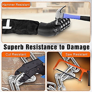 Titanker Bike Chain Lock, Bike Locks Security Anti-Theft Resettable Combination Bicycle Chain Lock 3.3 Feet Bike Locks for Bike, Motorcycle, Bicycle, Door, Gate, Fence, Grill (8mm Thick Chain)