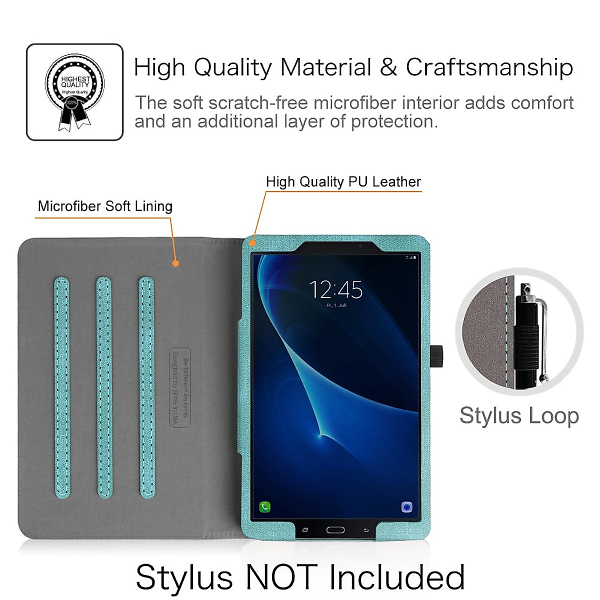 Fintie Case for Samsung Galaxy Tab A 10.1 (2016 NO S Pen Version), [Corner Protection] Multi-Angle Viewing Stand Cover with Pocket Auto Sleep/Wake for Tab A 10.1 (SM-T580/T585/T587), Turquoise