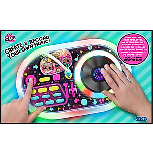 eKids LOL Surprise DJ Party Mixer Turntable Toy with Built in Microphone for Kids, Record and Mix Your Favorite Songs, for Fans of LOL Toys for Girls
