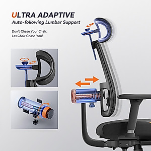 Newtral Ergonomic Chair with Footrest - High Back Desk Chair with Ultra Adaptive Lumbar Support & Auto-Following Headrest, 4D Armrest, Adjustable Seat Depth & Height, Home Office