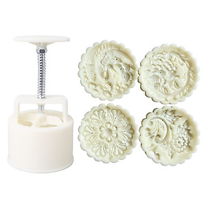 BYNNIX Mooncake Mold, 150g/200g Flower Shape Plastic Mooncake Molds Moon Cake Mold DIY Baking Accessories Kitchen Tools for Mid-Autumn Festival