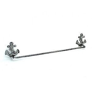 Hampton Nautical Antique Silver Cast Iron Anchor Bath Towel Holder 28"-Nautical Beach Bathroom Decoration