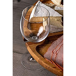 5 Sectional Round Wooden Serving Tray Platter For Wine Glasses And Cheese, Portable Wineglass Stand, Wood Wine Bottle Glass Holder Outdoor Wine Table, Wine Caddy Wine Gift, Charcuterie Board for Snack