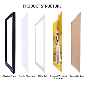 IOOSTAR 12x16 Diamond Painting Picture Frame Display Pictures 10 x 14 inch/25x35 cm with Mat or 12 x 16 inch/30x40 cm Without Mat Photo Frames Diamond Art Frame Natural Solid Wood Black (YNCK002)