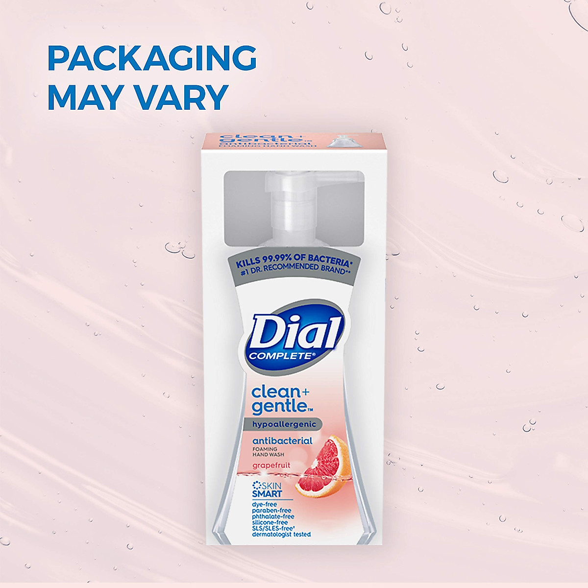 Dial Complete Clean + Gentle Antibacterial Foaming Hand Wash, Grapefruit, 7.5 Fl Oz, 8 Count Case